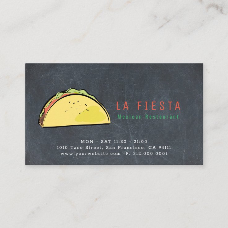 Taco Chalkboard Simple & Modern Business Card | Zazzle