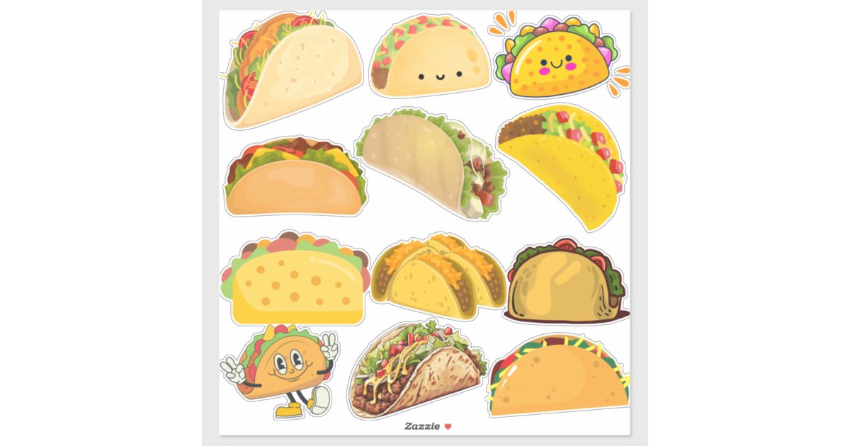 Taco Collage Sticker | Zazzle