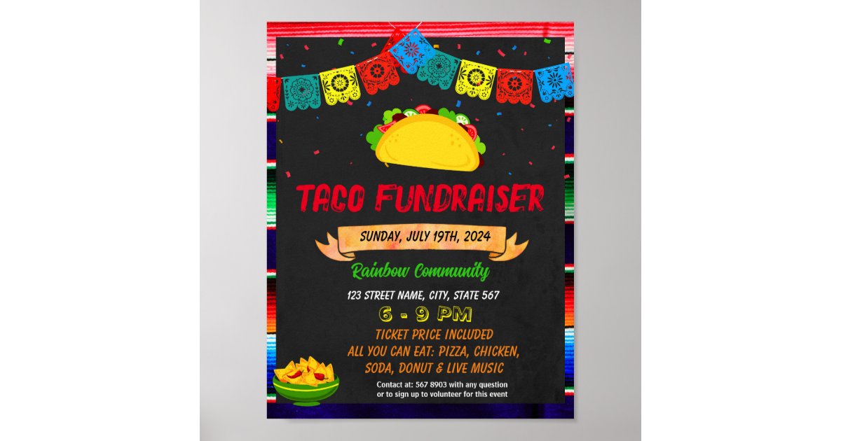 Taco Dinner fundraiser event template Poster | Zazzle