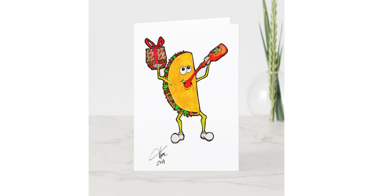 Taco Drinking Tobaasco card | Zazzle