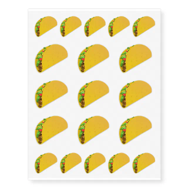 Taco Emoji Cute Novelty Foodie Temporary Tattoos | Zazzle