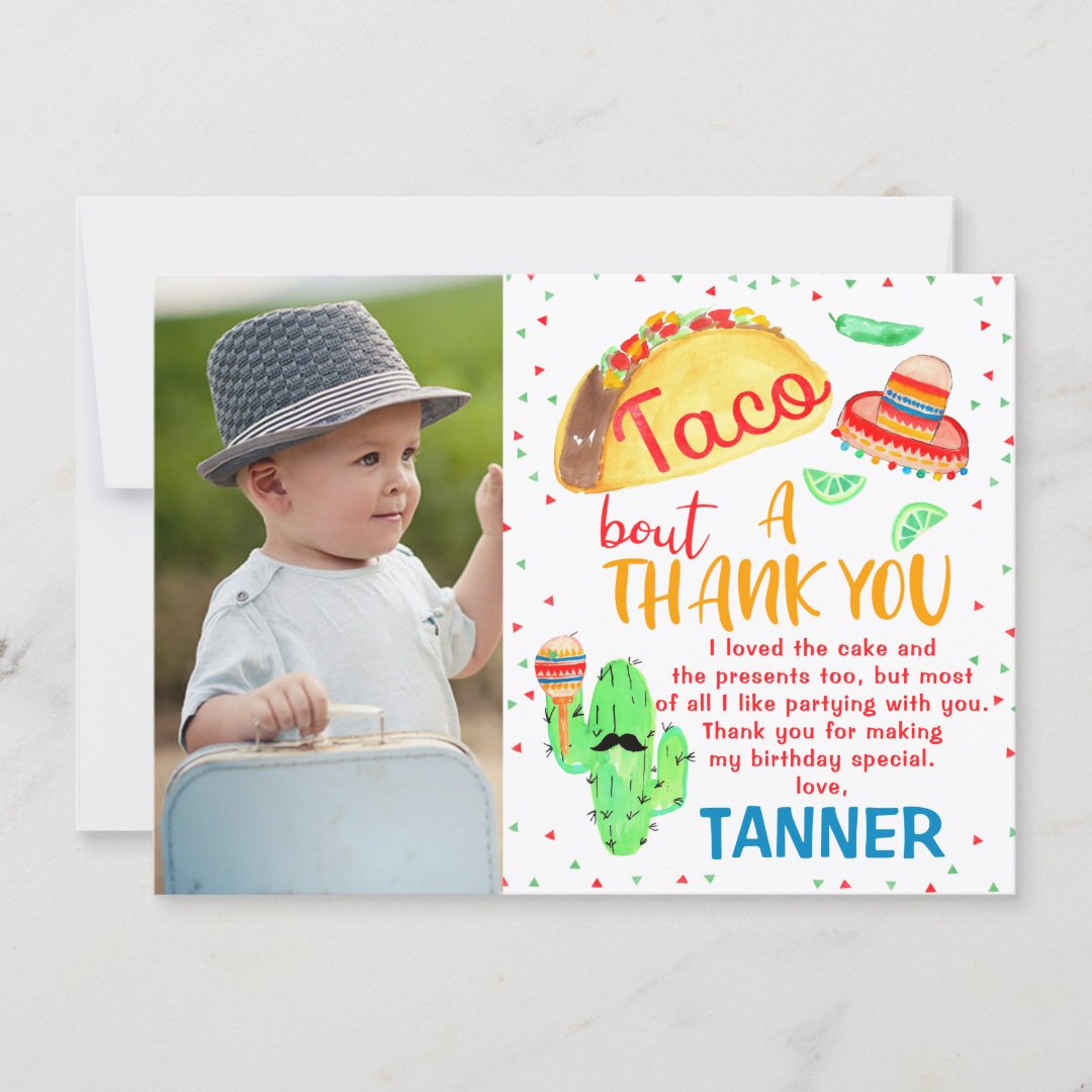Taco Fiesta Thank You Photo Card | Zazzle