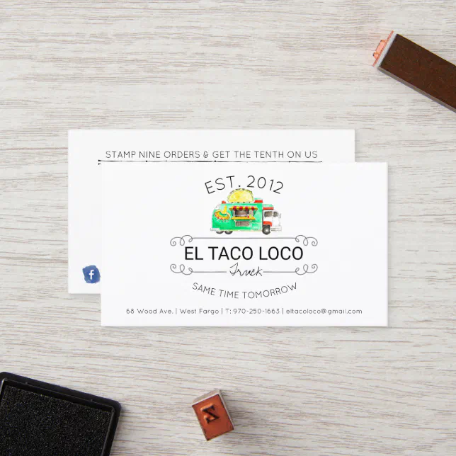 Taco Food Truck Loyalty Card | Zazzle