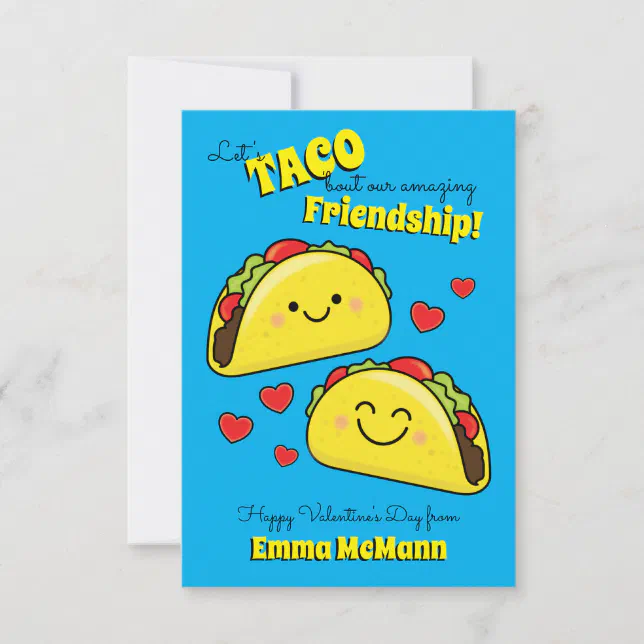Taco Kids Classroom Valentine Friendship Cards | Zazzle