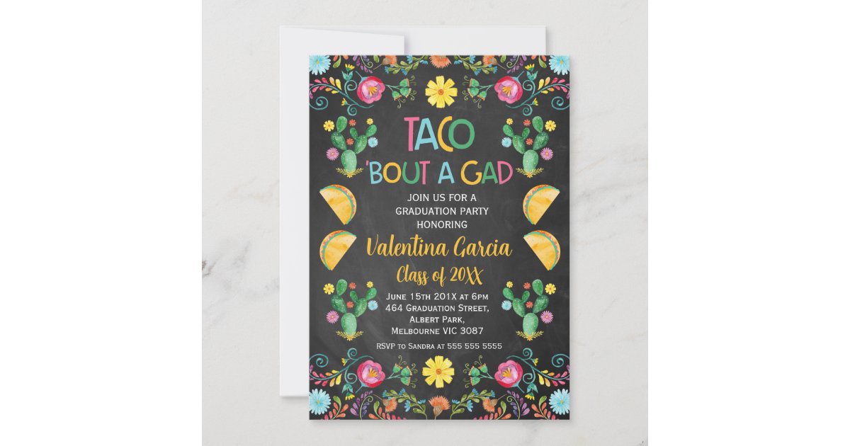 Taco Mexican Grad or Graduation Party Invitation | Zazzle