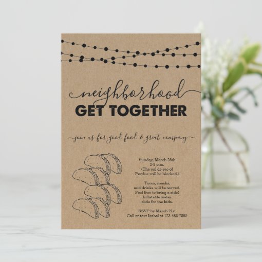 Taco Neighborhood Get Together Invitation | Zazzle