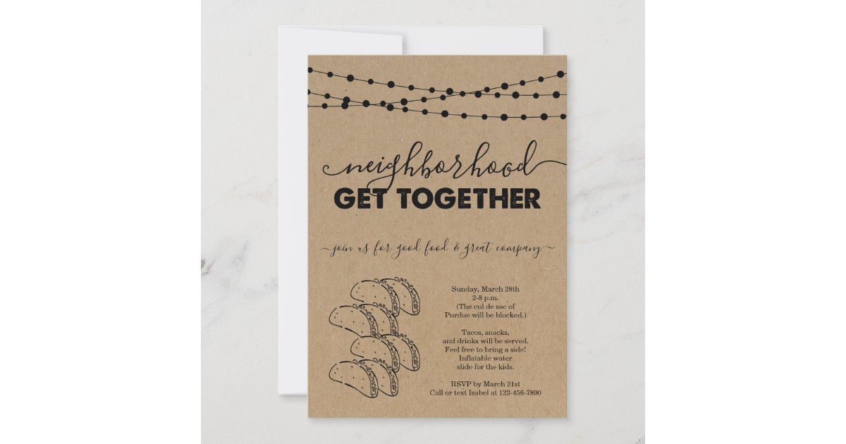 Taco Neighborhood Get Together Invitation | Zazzle