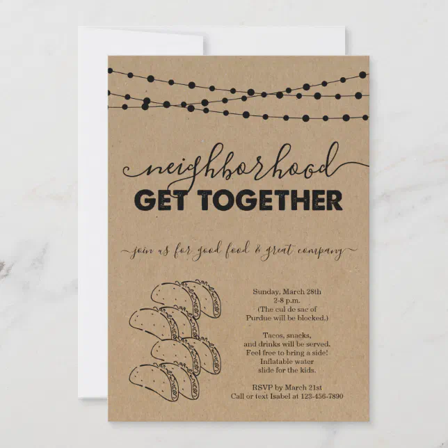 Taco Neighborhood Get Together Invitation | Zazzle
