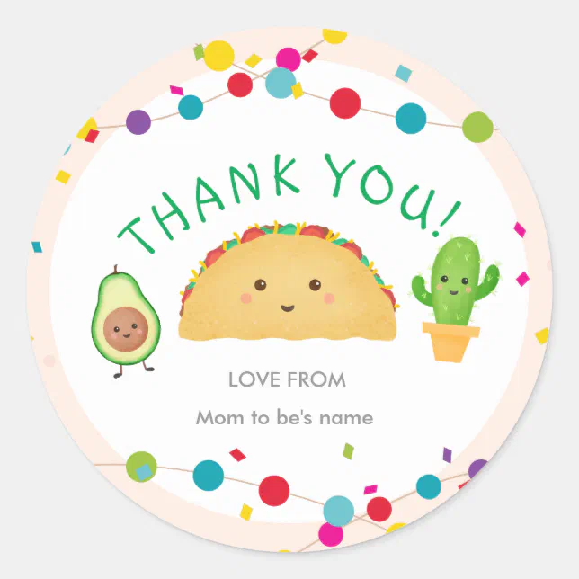 Taco Party Baby Shower Thank you Stickers | Zazzle