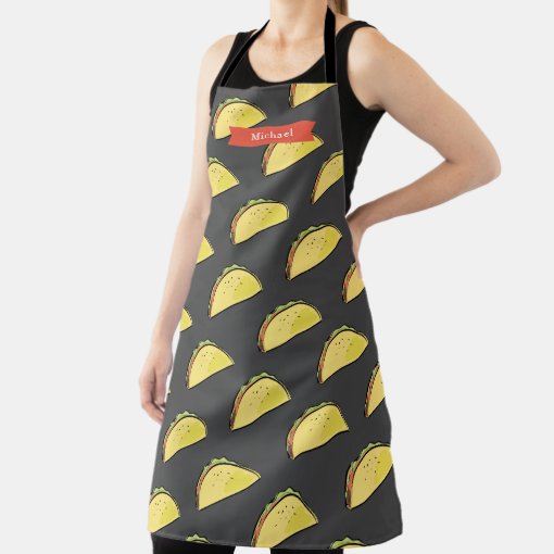 Taco Pattern Black/Dark gray Apron | Zazzle