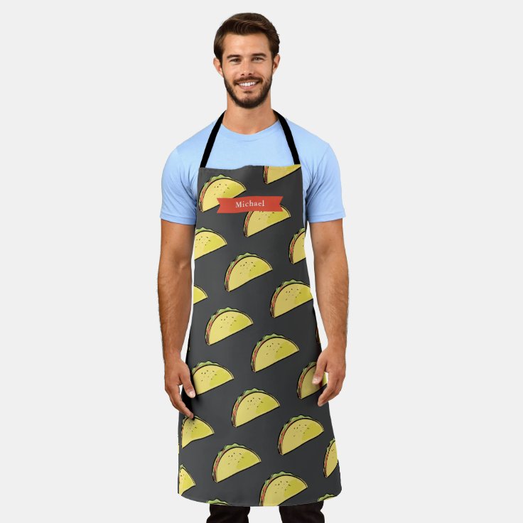 Taco Pattern Black/Dark gray Apron | Zazzle