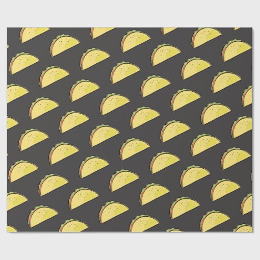 Taco Pattern Black Wrapping Paper | Zazzle