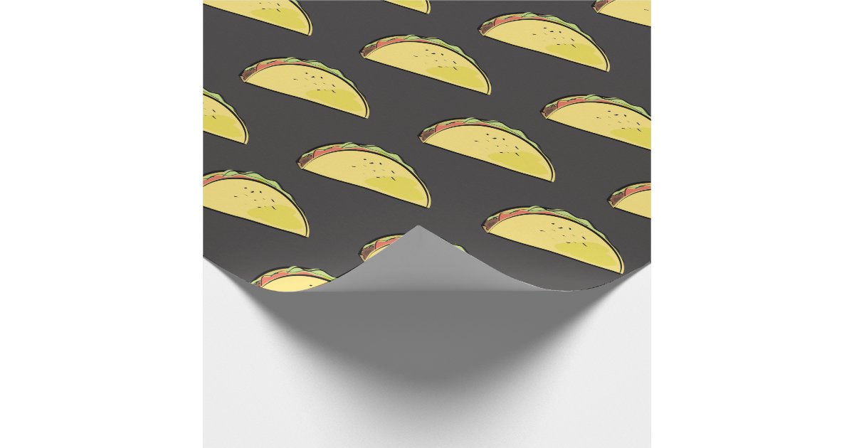 Taco Pattern Black Wrapping Paper | Zazzle