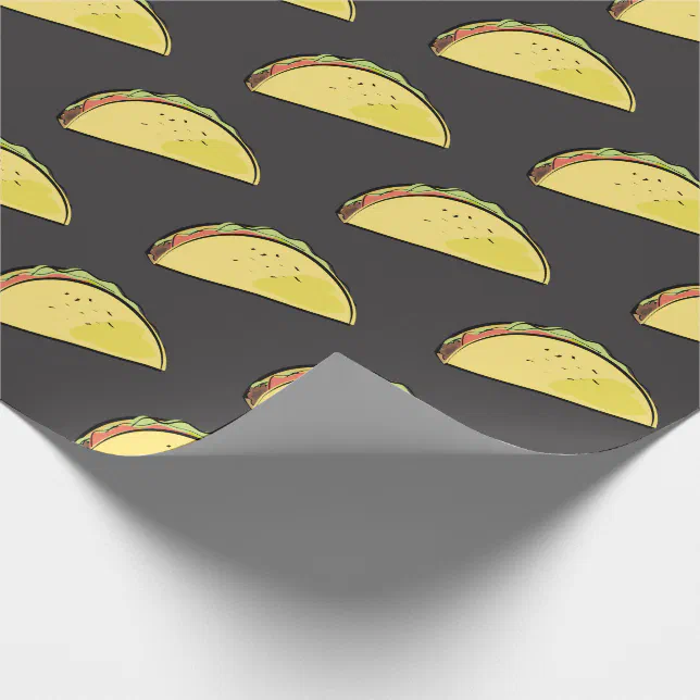 Taco Pattern Black Wrapping Paper | Zazzle