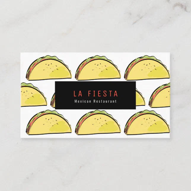 Taco Pattern Simple & Modern White Business Card | Zazzle