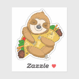 Taco Sloth Cartoon Funny Illustration Sticker | Zazzle