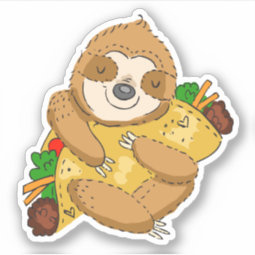 Taco Sloth Cartoon Funny Illustration Sticker | Zazzle