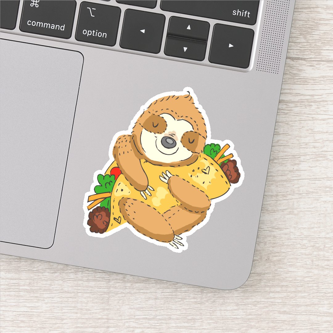 Taco Sloth Cartoon Funny Illustration Sticker | Zazzle