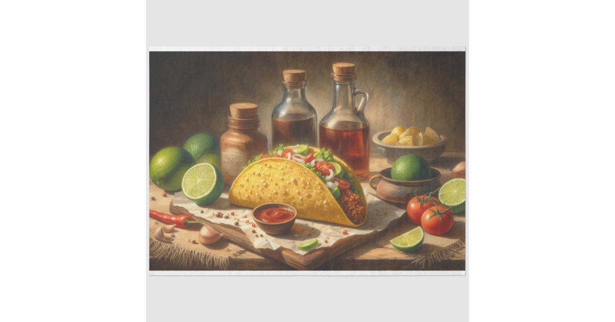 Taco Still Life Vintage Inspired Decoupage Tissue Paper | Zazzle