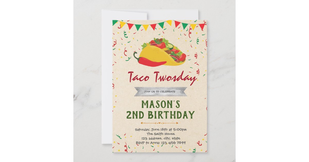 Taco theme birthday party invitation | Zazzle