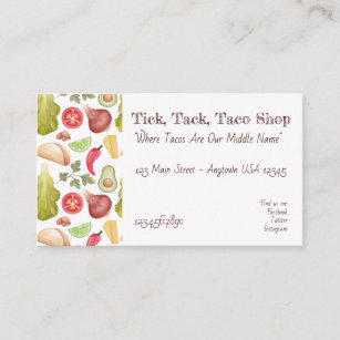 Tacos Business Cards - Business Card Printing | Zazzle