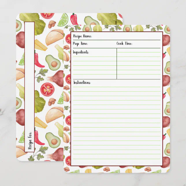 Taco Time Recipe Cards | Zazzle