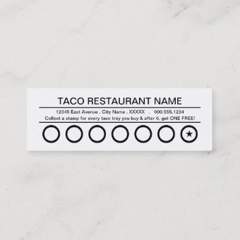 taco truck punch card | Zazzle