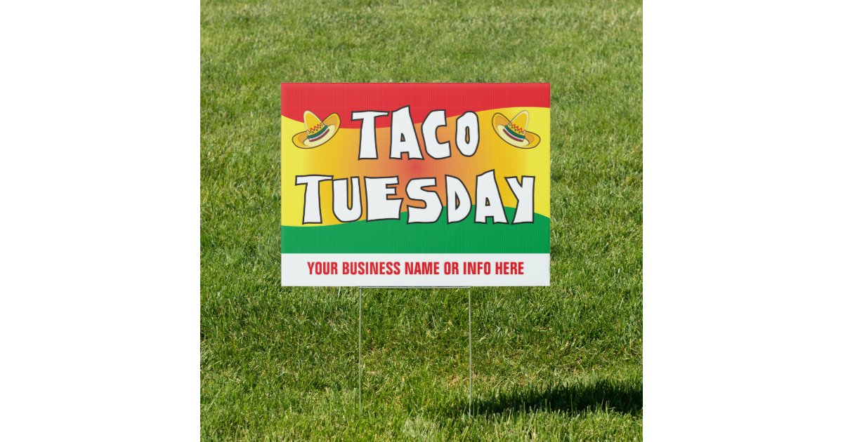Taco Tuesday for restaurant colorful background Sign | Zazzle
