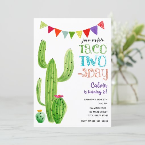 Taco Twos-day Birthday invitation | Zazzle