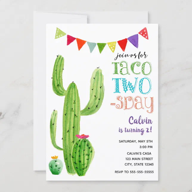 Taco Twos-day Birthday invitation | Zazzle