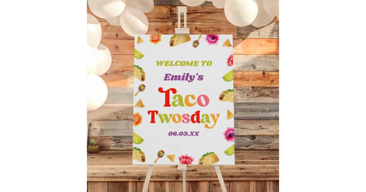 Taco Twosday 2nd Birthday Party Welcome Sign | Zazzle