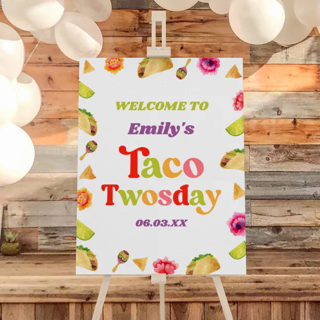 Taco Twosday 2nd Birthday Party Welcome Sign | Zazzle