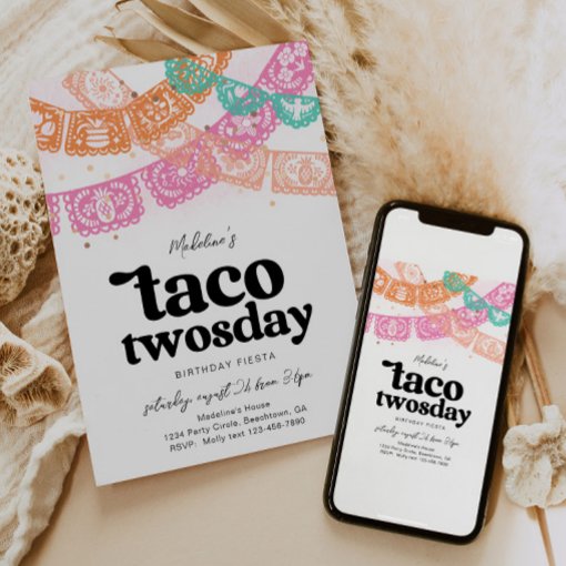 Taco Twosday Birthday Invitation | Zazzle
