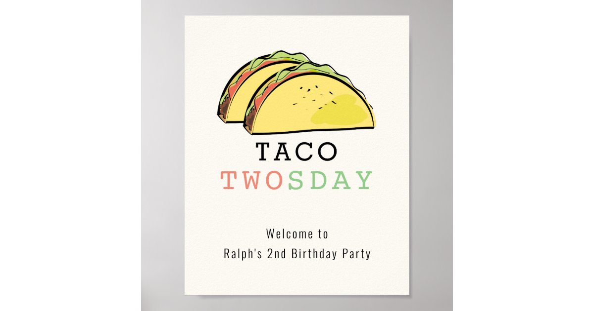 Taco Twosday Cream Birthday Welcome Sign | Zazzle