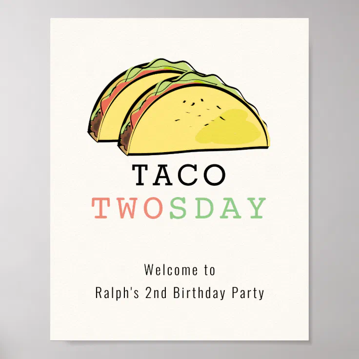 Taco Twosday Cream Birthday Welcome Sign | Zazzle