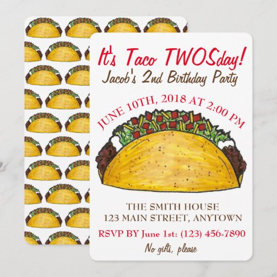 Taco TWOSday Tuesday 2nd Birthday Party Fiesta Invitation | Zazzle.com