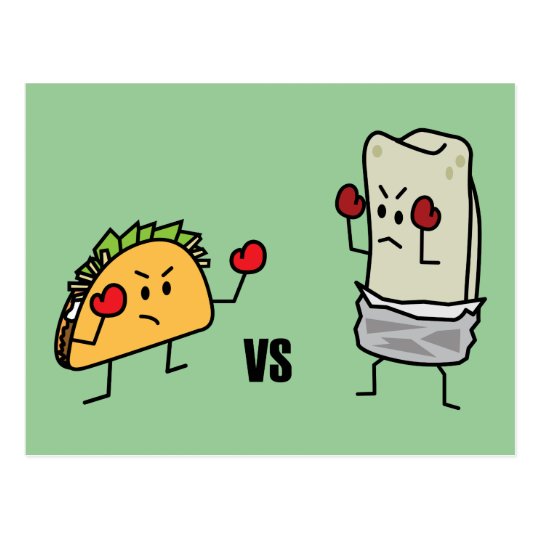 Taco vs burrito postcard | Zazzle.com