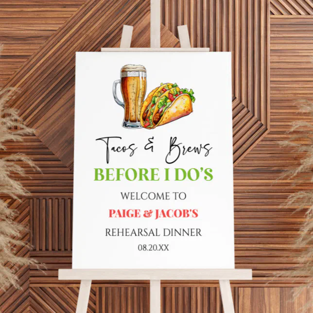 Tacos and Brews Rehearsal Dinner Welcome Sign | Zazzle