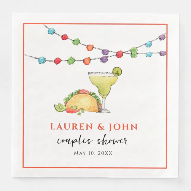 Tacos & Tequila Fiesta Couples shower Paper Dinner Napkins | Zazzle