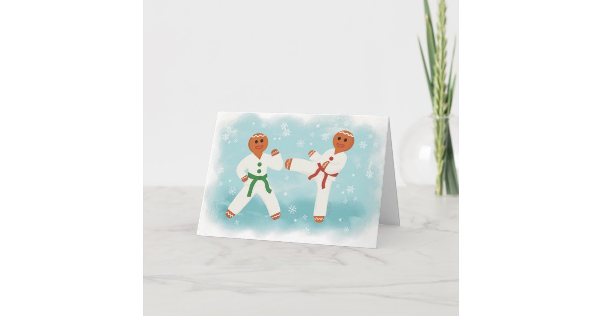 Taekwondo Karate Christmas Gingerbread Martial Art Thank You Card | Zazzle