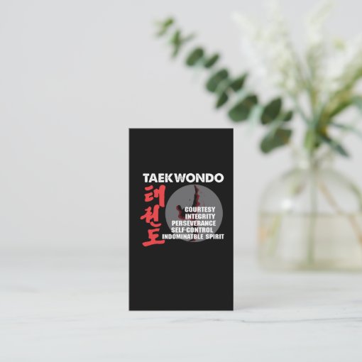 Taekwondo Tenets Martial Arts Tae kwon do Business Card | Zazzle