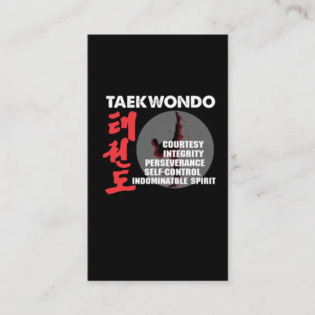 Taekwondo Tenets Martial Arts Tae kwon do Business Card | Zazzle