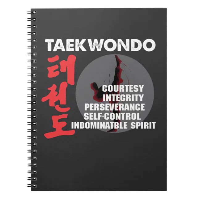 Taekwondo Tenets Martial Arts Tae kwon do Notebook | Zazzle