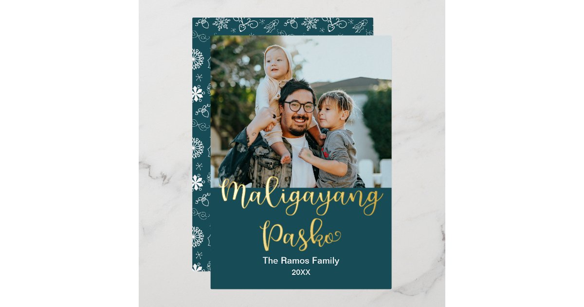 Tagalog Maligayang Pasko, Merry Christmas Foil Holiday Card | Zazzle