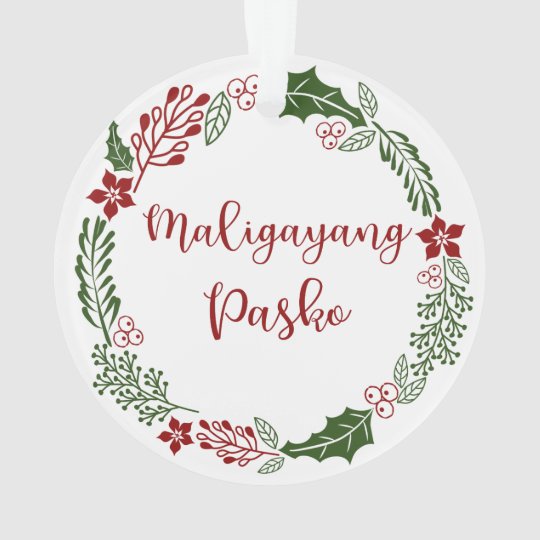 Tagalog Merry Christmas Wreath, Maligayang Pasko Ornament | Zazzle.com
