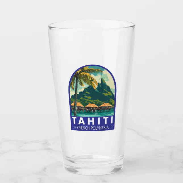 Tahiti French Polynesia Travel Art Emblem Glass | Zazzle