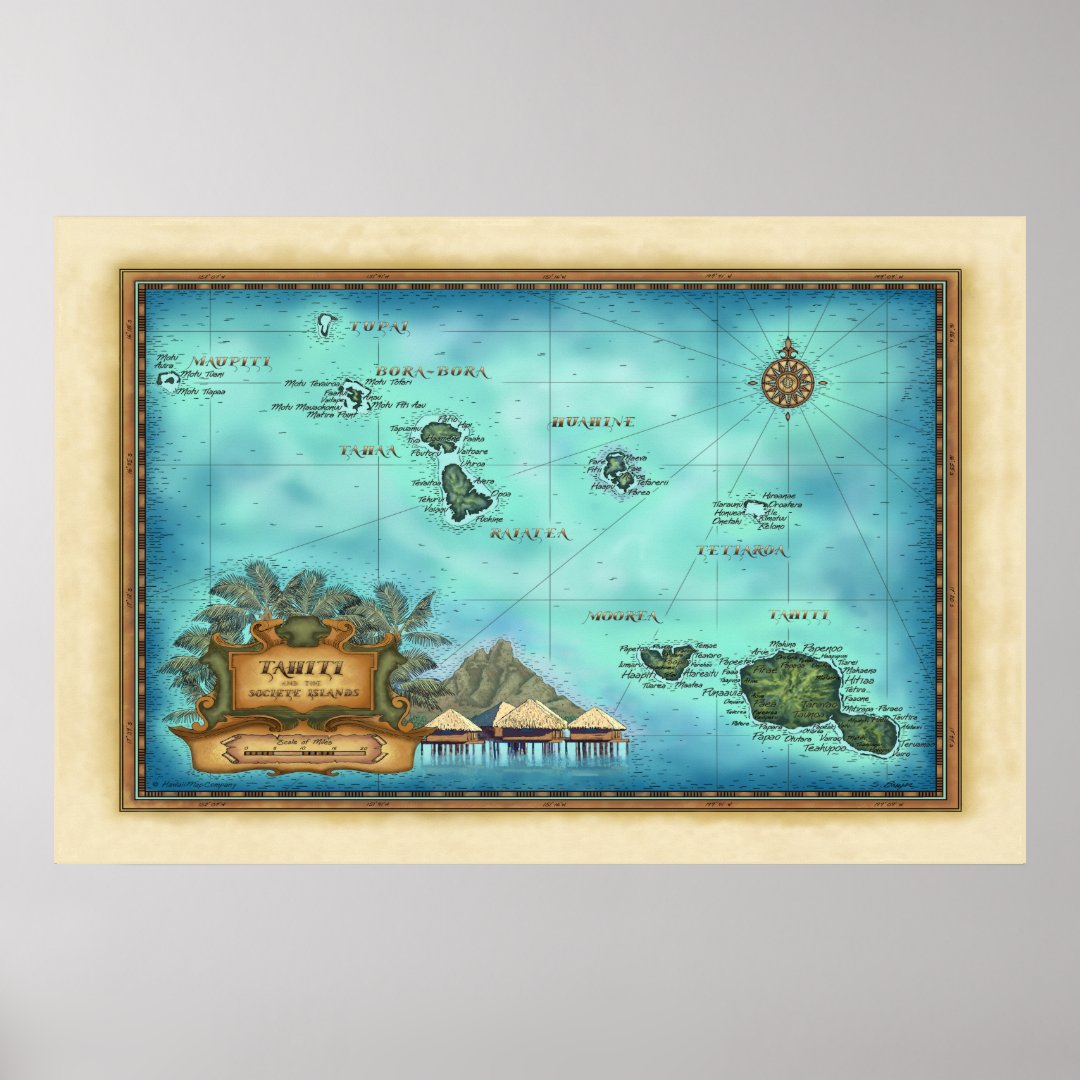Tahiti Map Poster | Zazzle