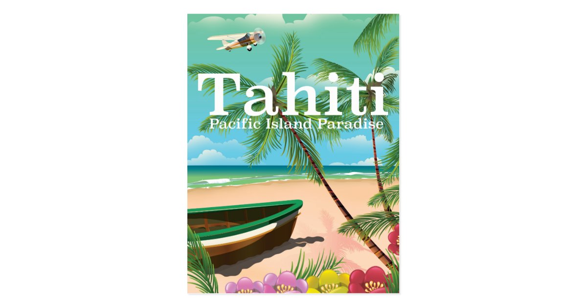 Tahiti vintage travel poster postcard | Zazzle.com