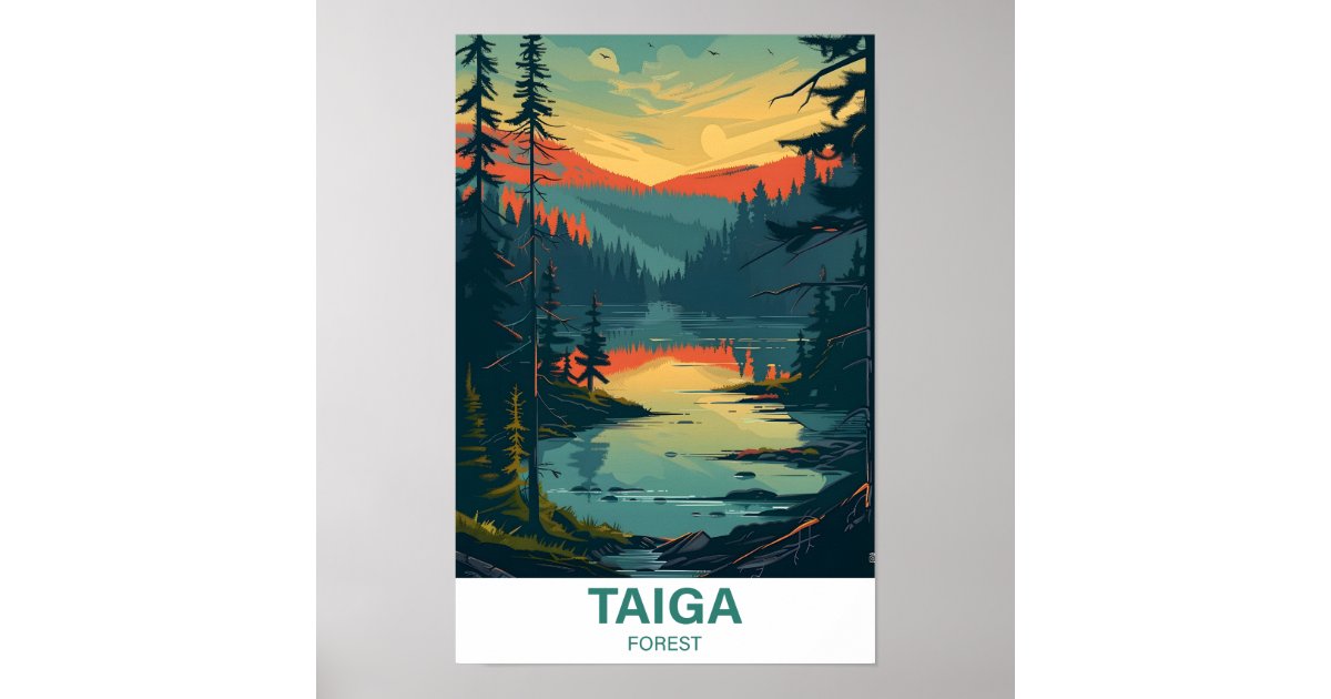 Taiga Forest Illustration Travel Poster | Zazzle