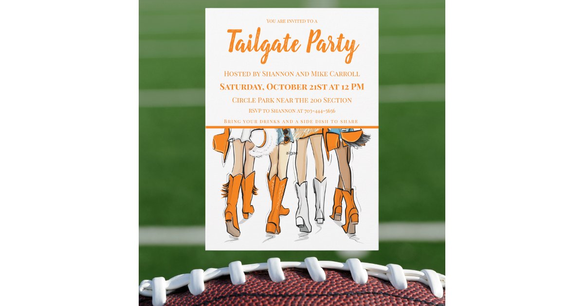 Tailgate Party Tennessee Ladies Cowboy Boots Invitation | Zazzle